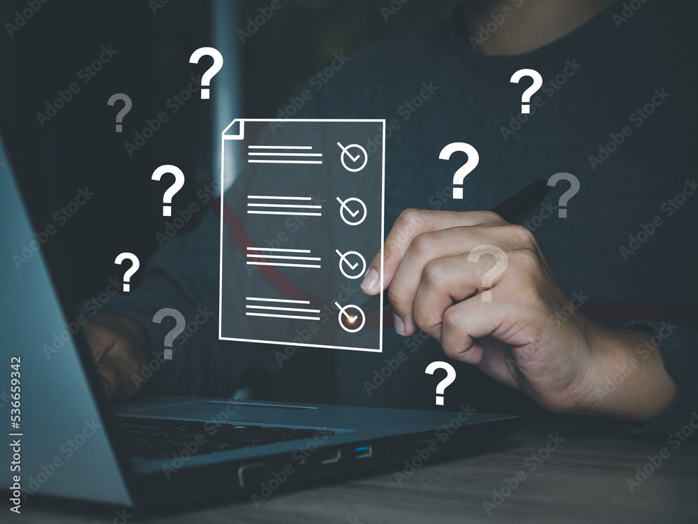 online quiz idea or questionnaire questionnaire icon on digital window ...