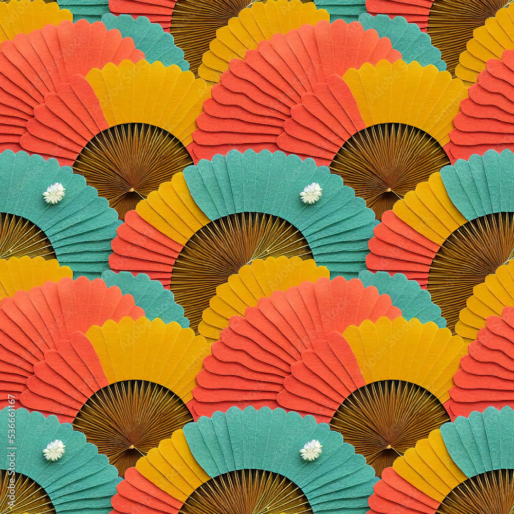 3D rendered Japanese zen style origami paper cut abstract seamless ...