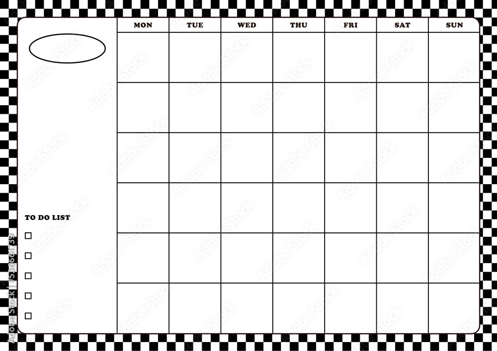 Monthly plan planner template design on chess, check, grid ...
