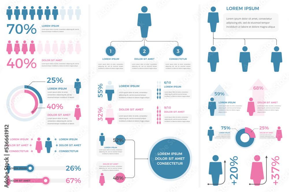 Poster People infographics - diagrams, statistics, percents - set of ...