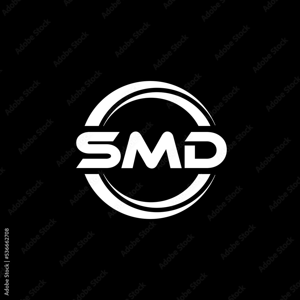SMD letter logo design with black background in illustrator, vector ...