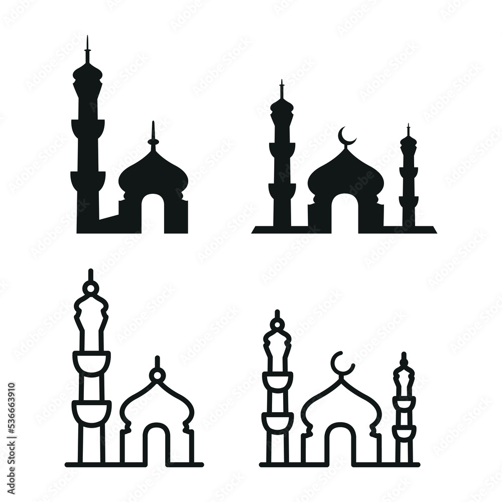 Islamic Mosque Icon In Flat Style Vector Illustration. Religion, Prayer ...