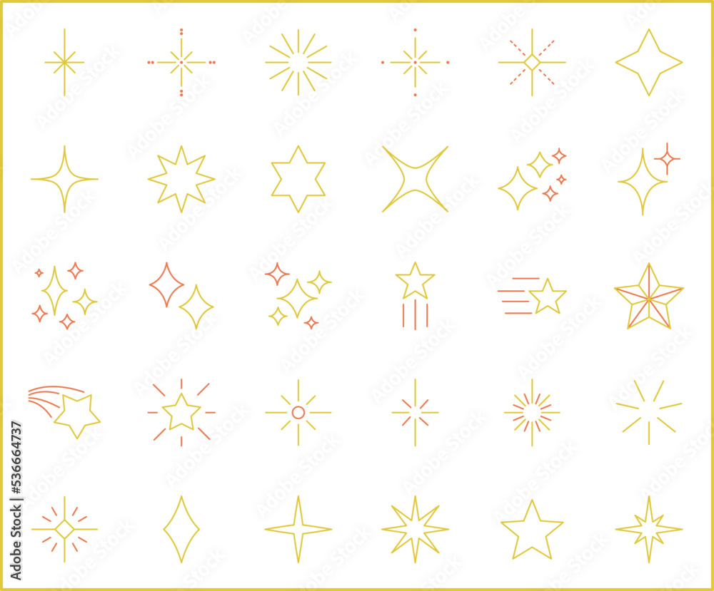 Simple Set of sparkle Related Vector Line Icons. Vector collection of star and glittering ...