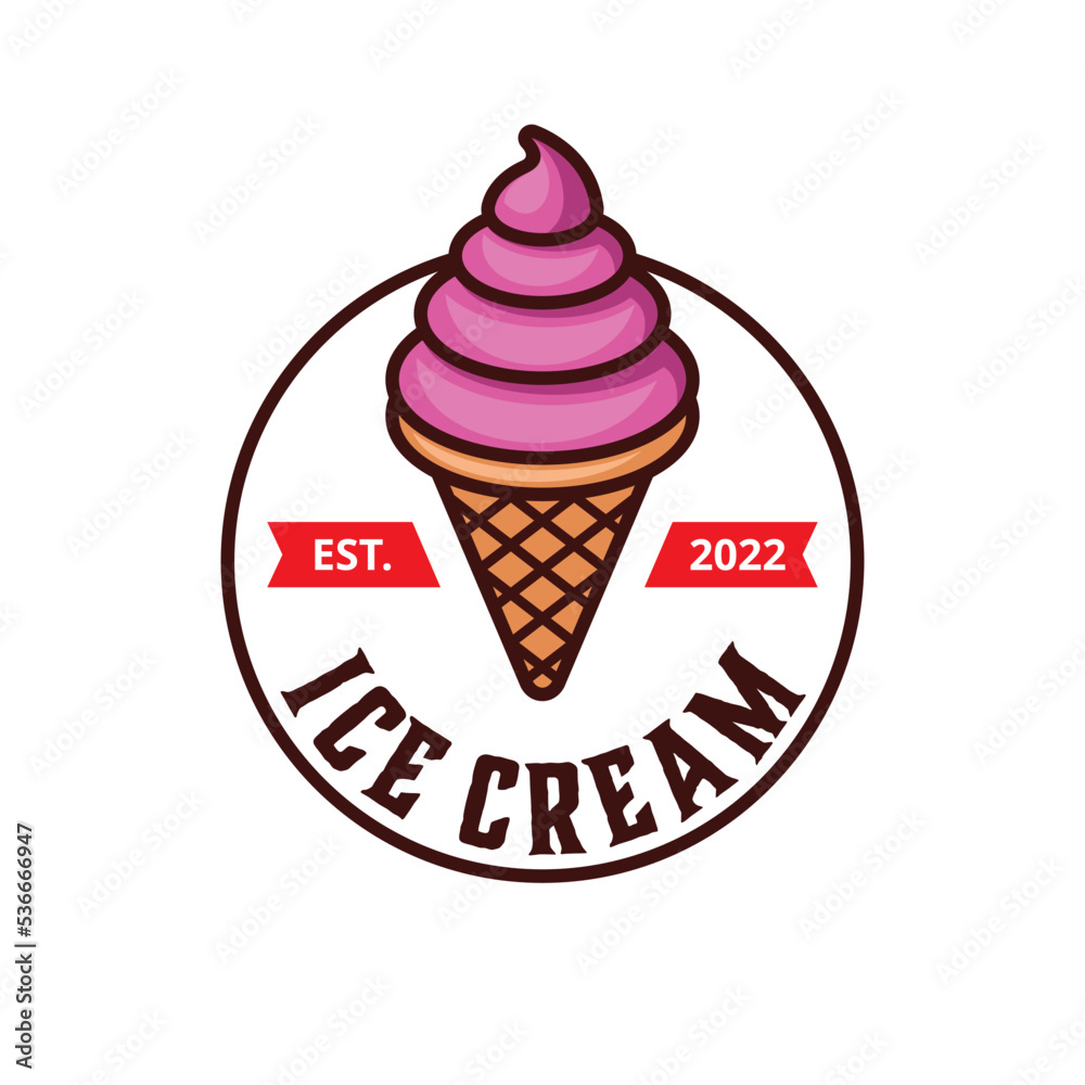 Ice cream cone logo design. logo template with illustration of ice cream. Simple logo vector ...