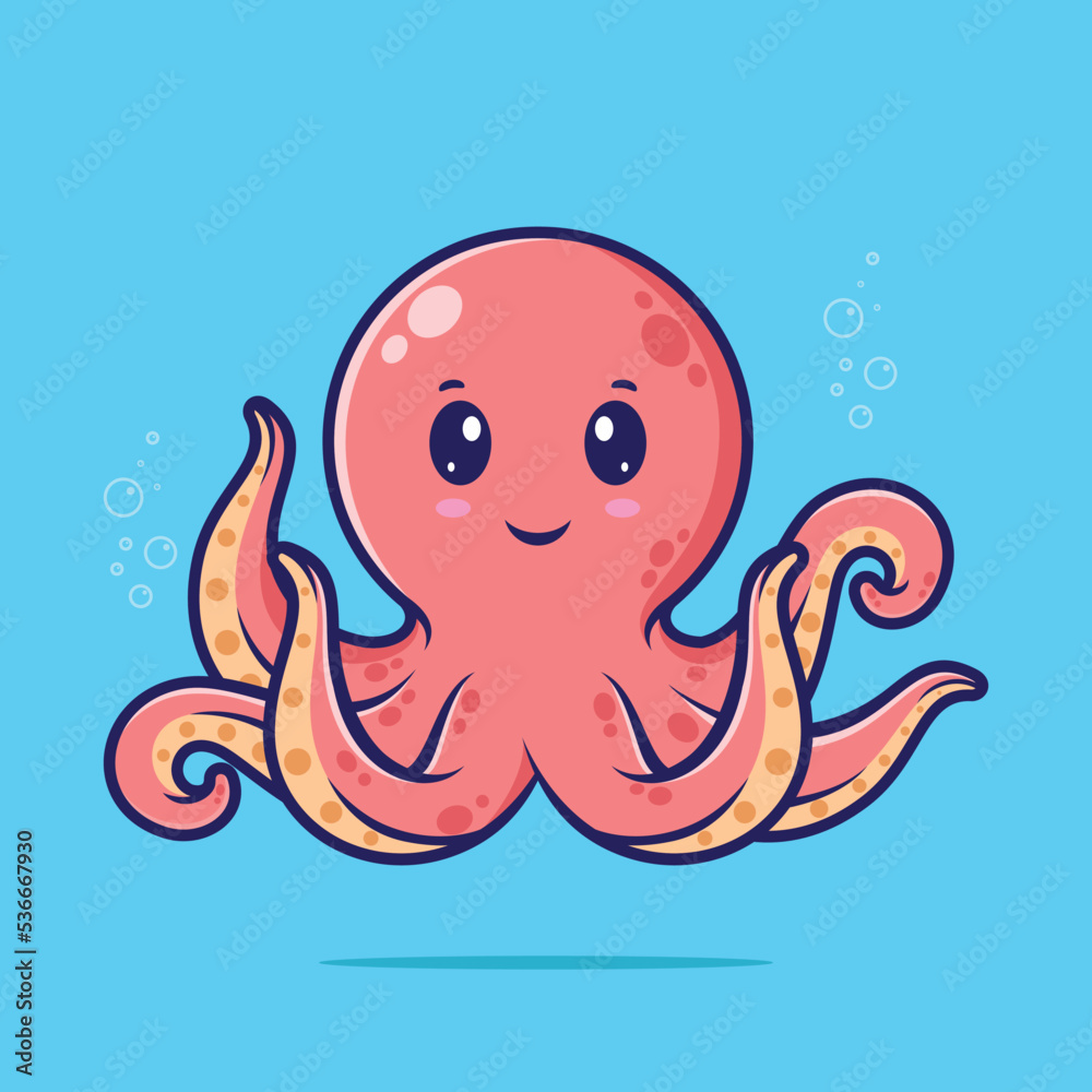 Cute baby octopus cartoon vector Stock Vector | Adobe Stock