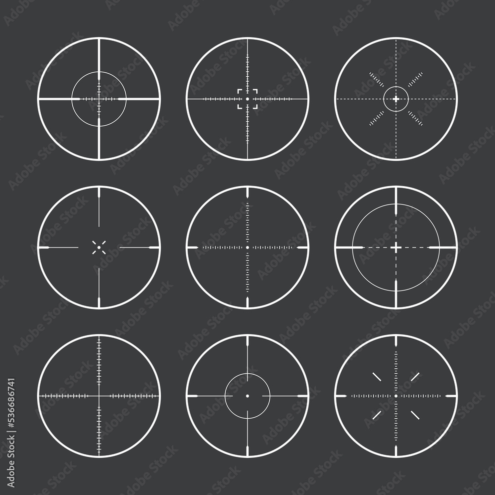 Photo & Art Print Various sniper rifle sights, weapon optical scope ...