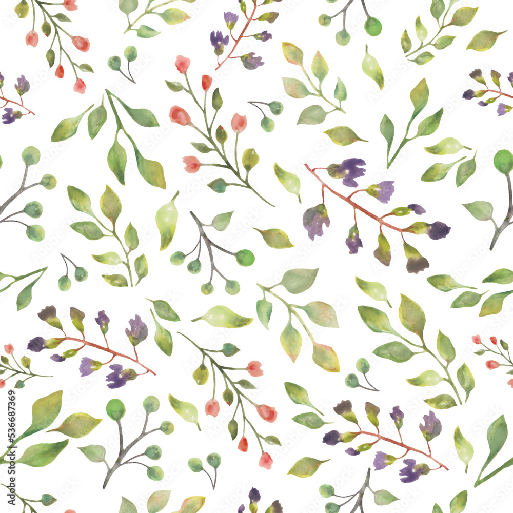 Watercolor seamless pattern with abstract flowers. Hand drawn floral ...
