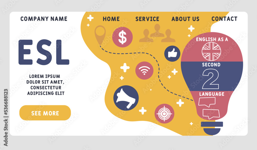 esl - english as a second language acronym. business concept background ...