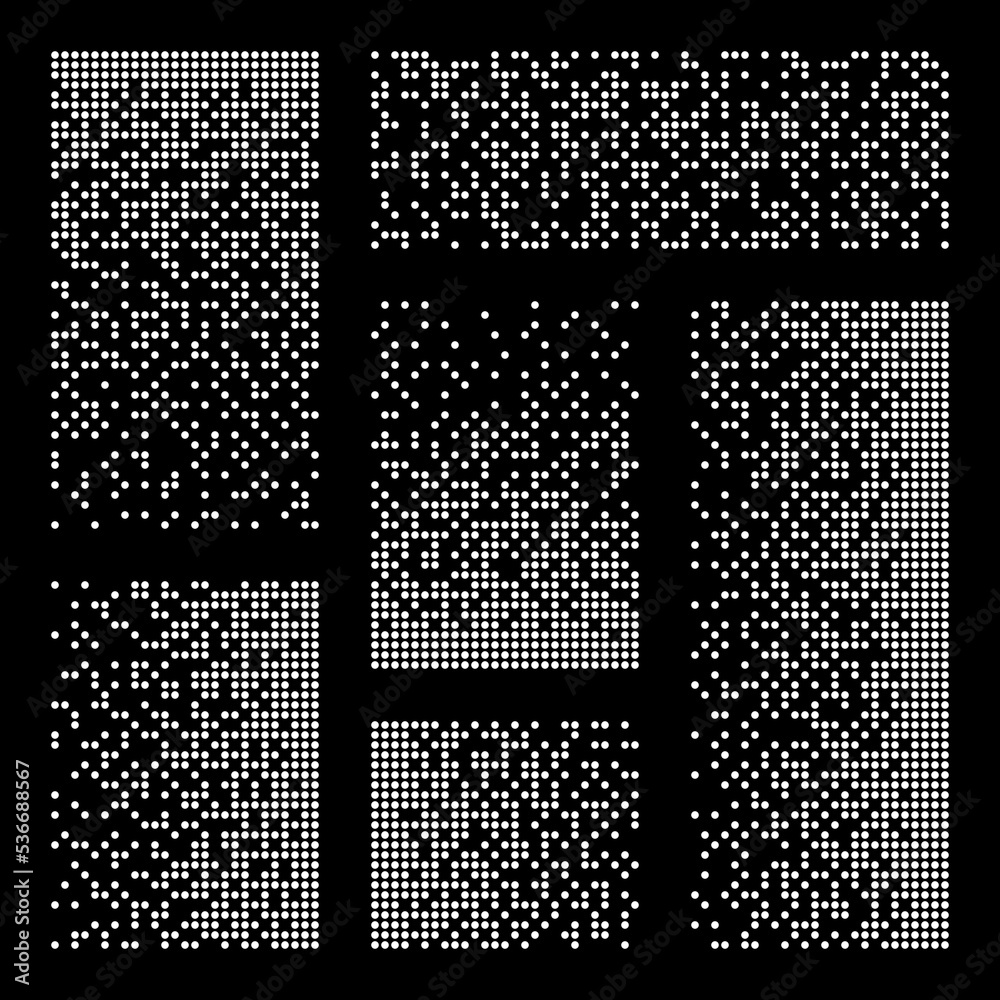 Pixel disintegration, decay effect. Various rectangular elements made ...