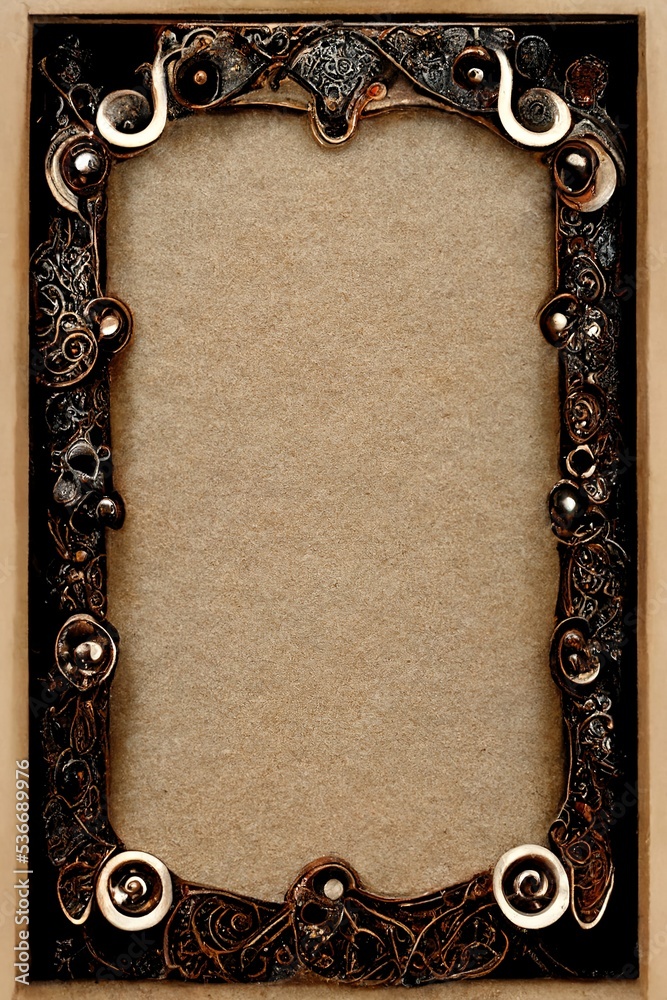 Fantasy card frame template design with steampunk equipment Stock ...