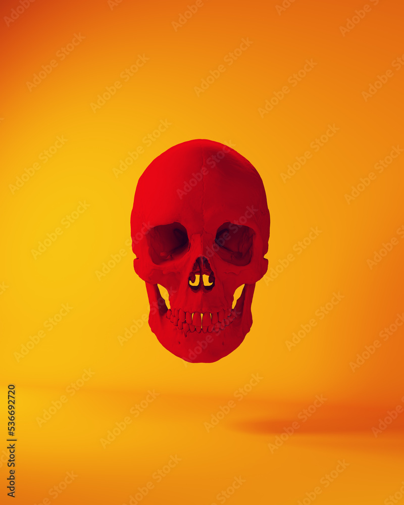 Red Skull Halloween Horror Death Head Human Anatomical Skeleton Orange ...