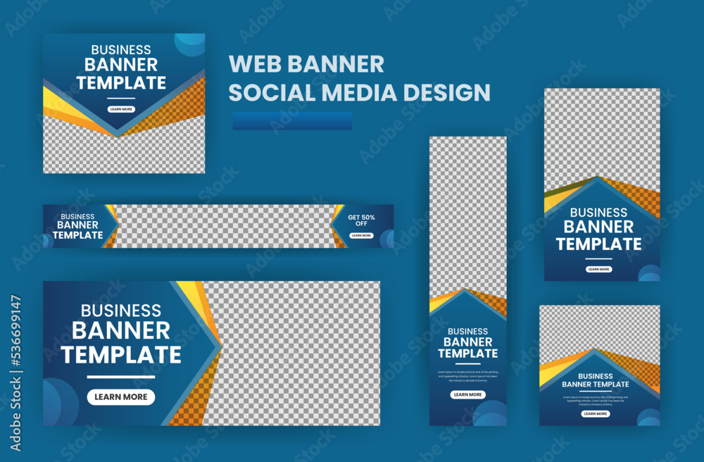 Web banner design template Set, Horizontal web banner. Modern Gradient ...