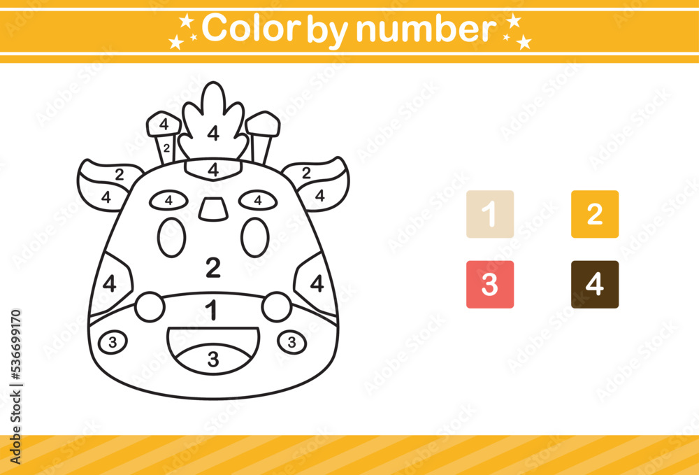 color by number of cute animal.Educational game suitable for kids and ...