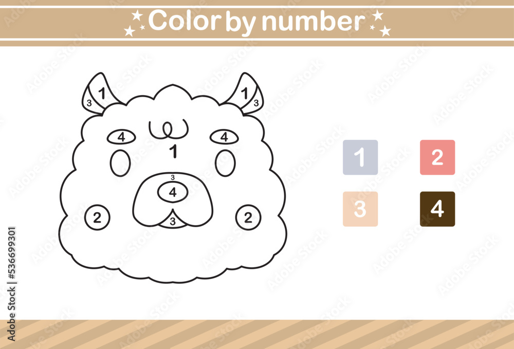 color by number of cute animal.Educational game suitable for kids and ...