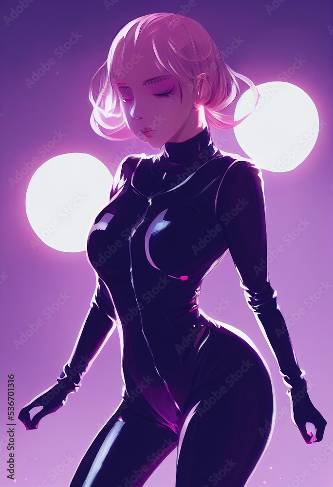 Sexy Manga Anime Girl Jugendstil Art Nouveau Illustration Stock Illustration Adobe Stock