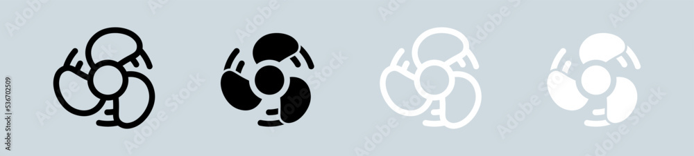 Fan icon set in black and white. Cooler signs vector illustration ...