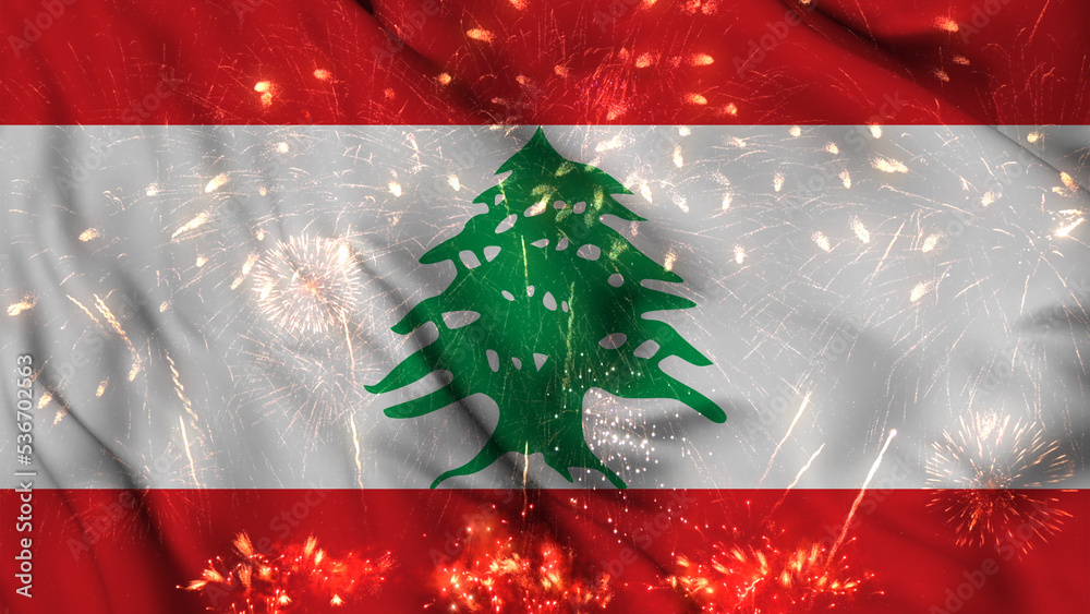 Lebanon flag seamless animation with fireworks. Best stock of Lebanese ...