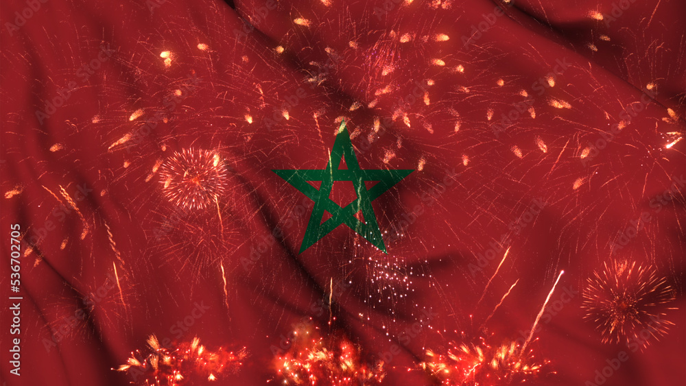 Morocco flag seamless animation with fireworks. Best stock of Moroccan ...