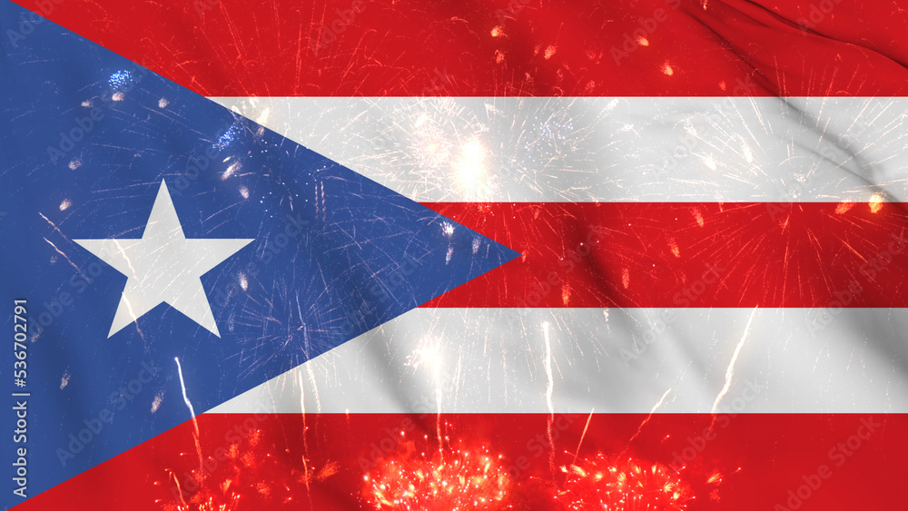 Puerto Rico flag seamless animation with fireworks. Best stock of ...