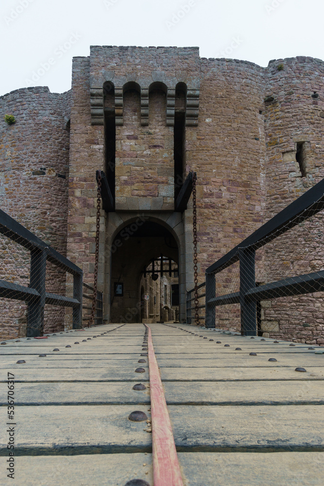 Entrance gate with wooden drawbridge of the famous ancient Fort-La ...