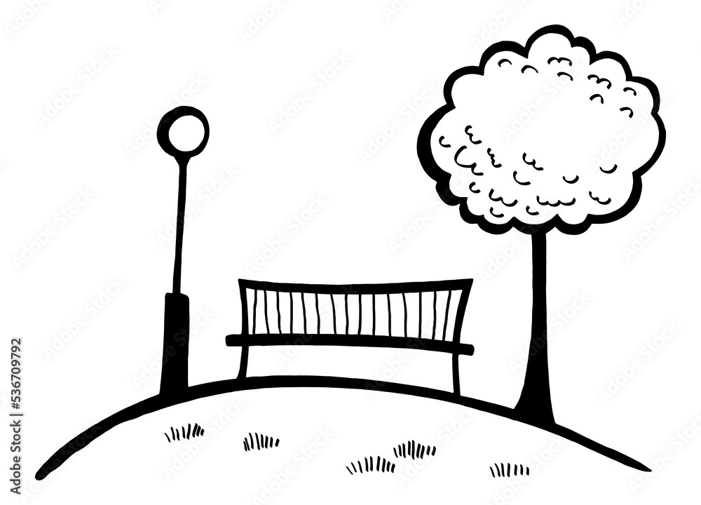 Park graphic black white landscape sketch illustration vector Stock ...