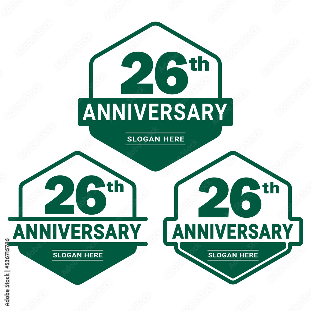 Set of 26 years Anniversary logotype design. 26th birthday celebration ...