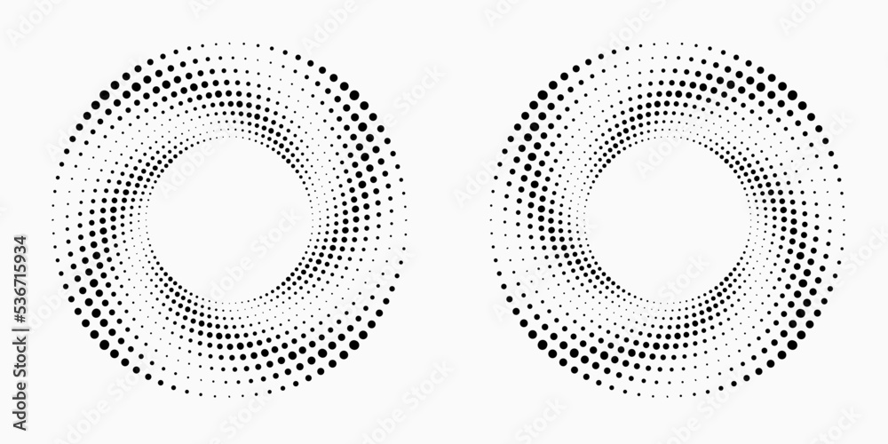 Halftone logo set. Circular dotted logo isolated on the white ...
