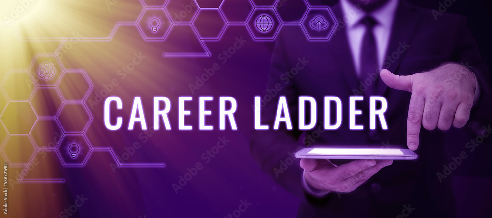 Inspiration showing sign Career Ladder. Word Written on Job Promotion ...