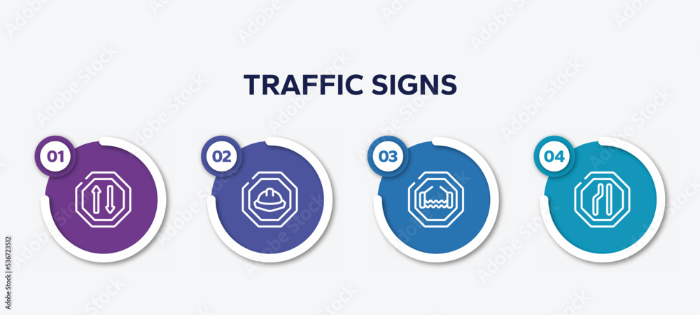 infographic element template with traffic signs outline icons such as ...