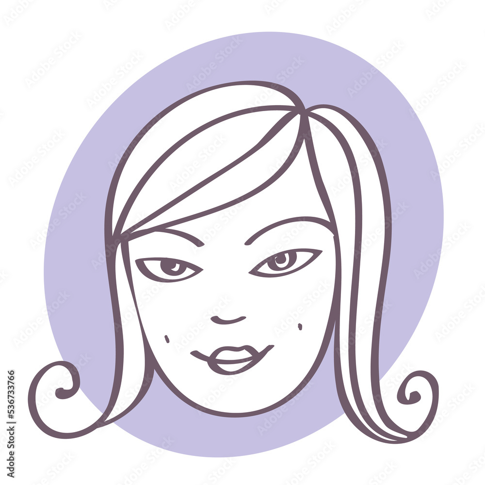 Young Girl Portrait Avatar Line Art Png Illustration Stock Illustration Adobe Stock