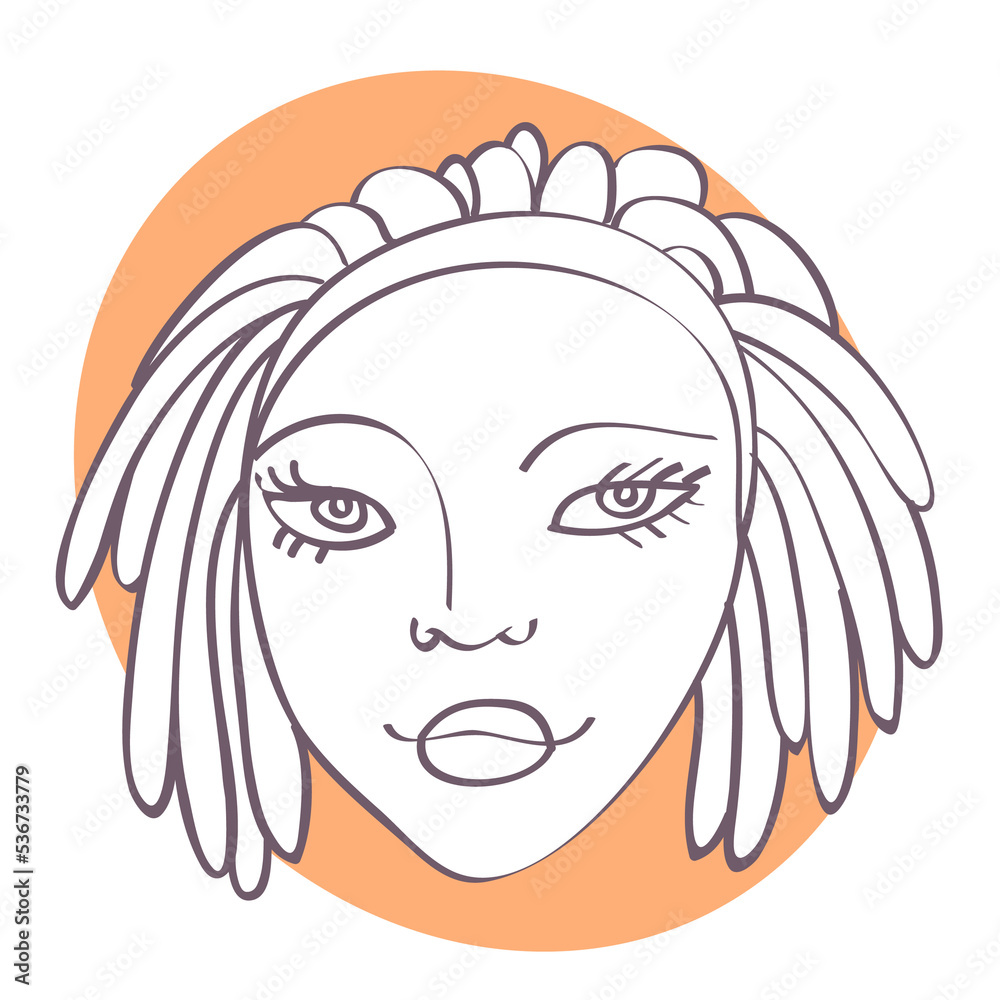 Young girl portrait avatar. Line art png illustration Stock ...