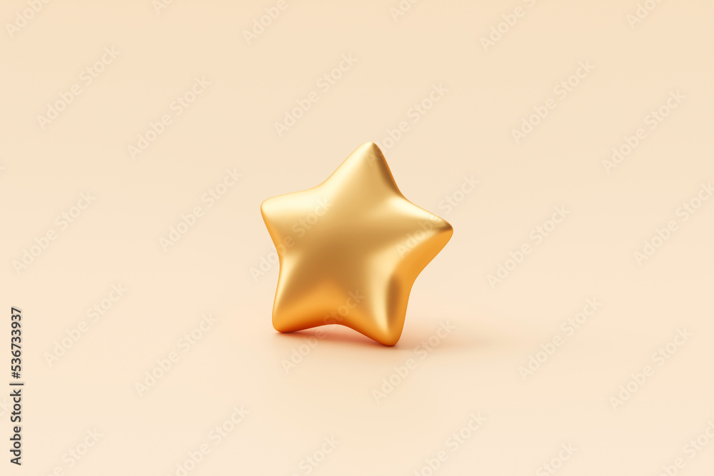 Gold star rating review isolated on best quality 3d background with ...