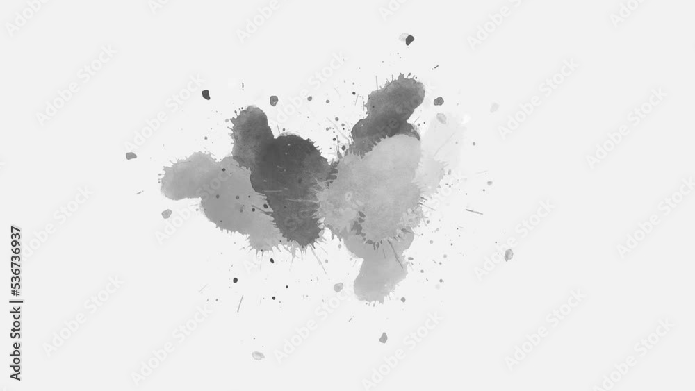 Ink Drops Transition on White Background. Ink splatters transition ...