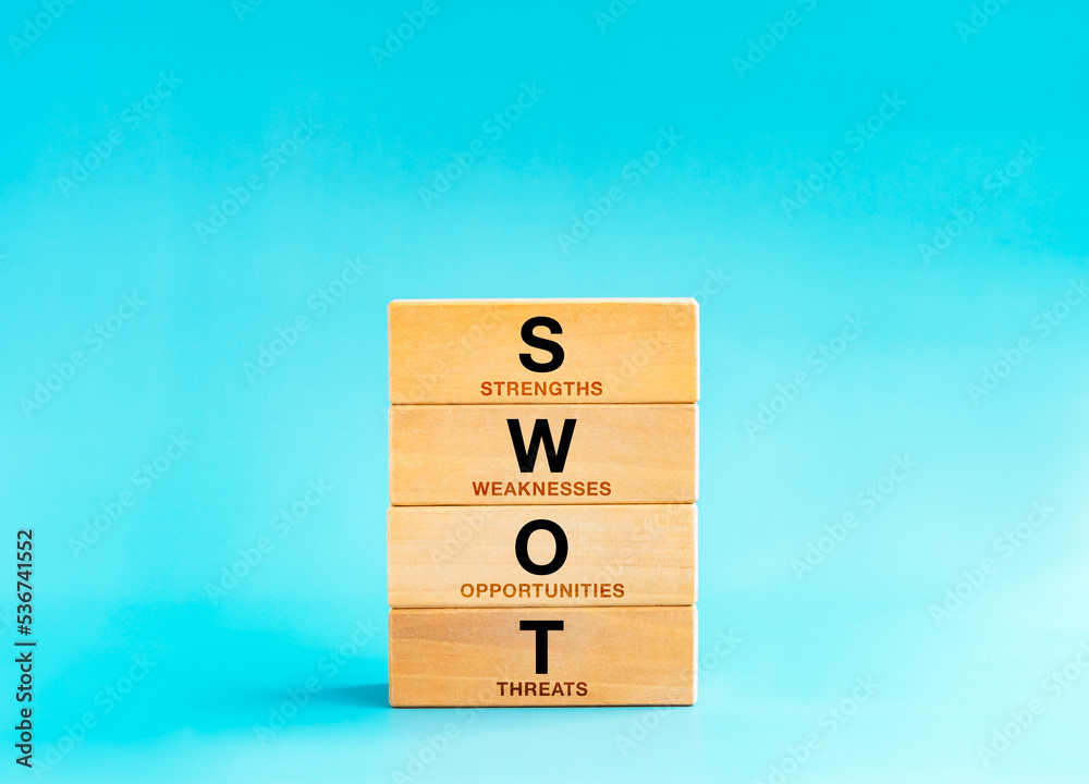 SWOT analysis concept. Four elements with text, Strengths, Weaknesses ...