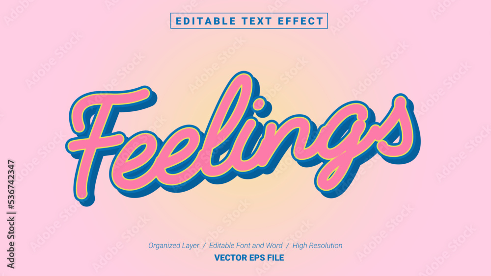 Editable Feelings Font Design. Alphabet Typography Template Text Effect ...