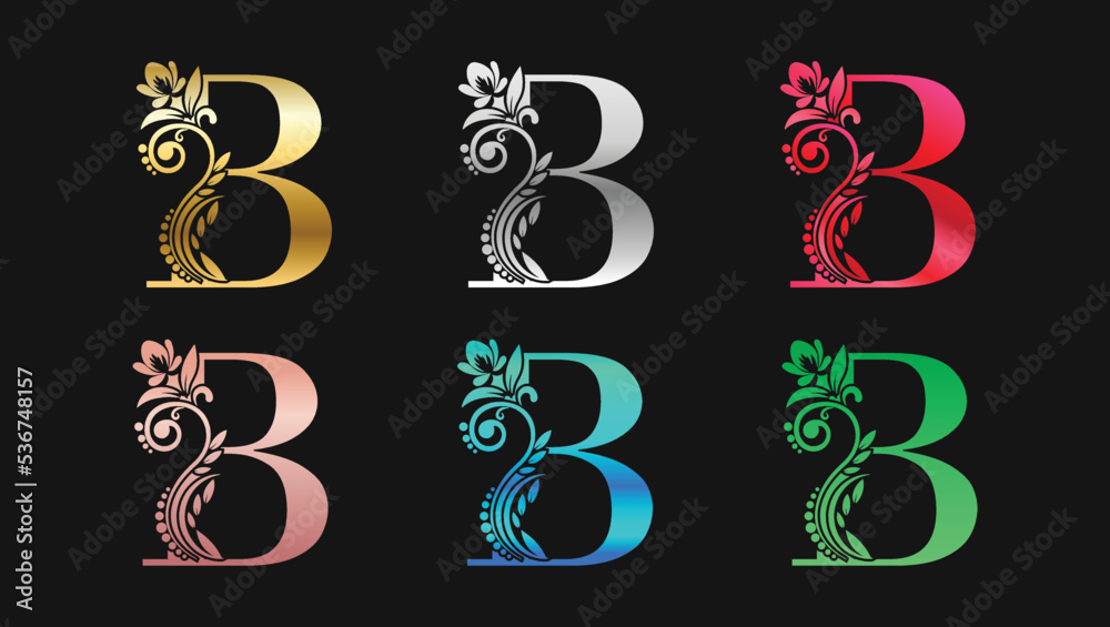 Decorative Letter B In Metallic Colors Stock Vector | Adobe Stock