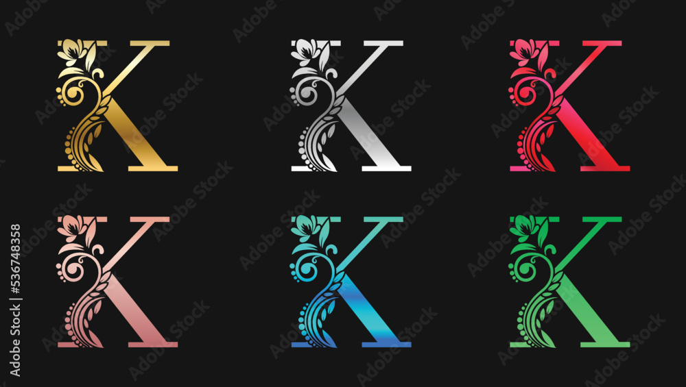 Decorative Letter K In Metallic Colors Stock Vector | Adobe Stock