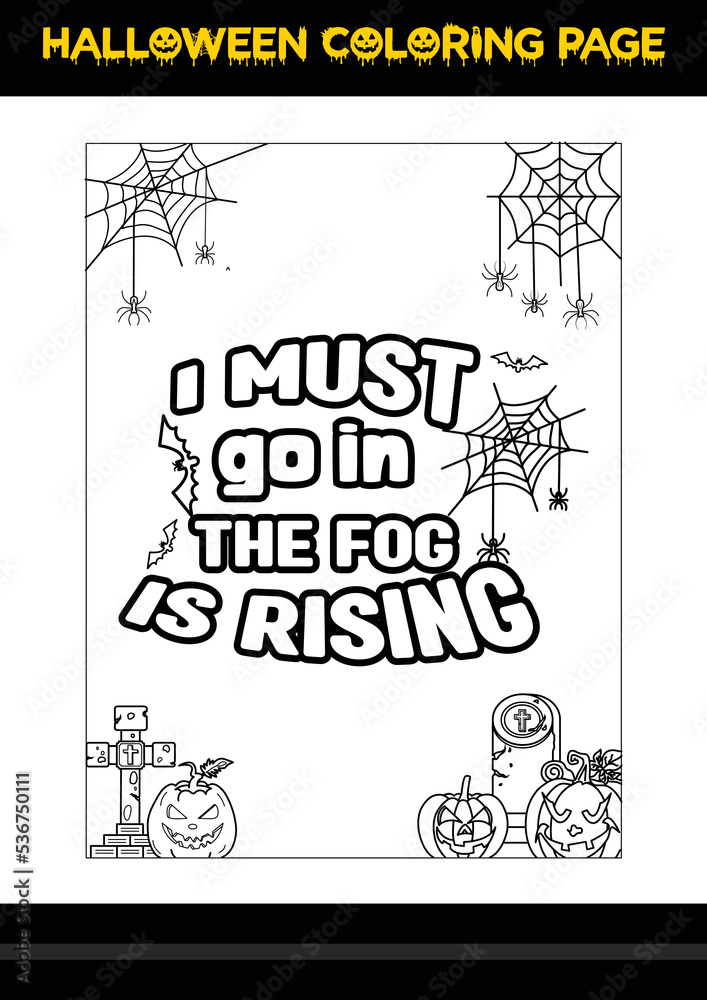 Halloween Quotes Coloring page. Halloween coloring page for kids. Stock ...