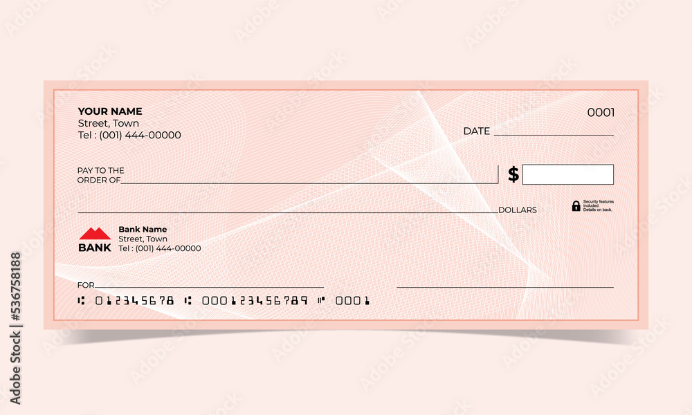 Blank Bank Check, Bank Cheque design with guilloche background Stock ...