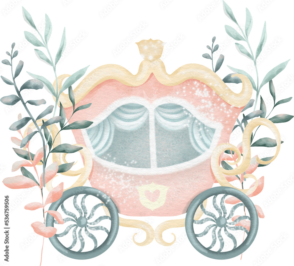 ภาพประกอบสต็อก Watercolor fairy tale element of princess story ...