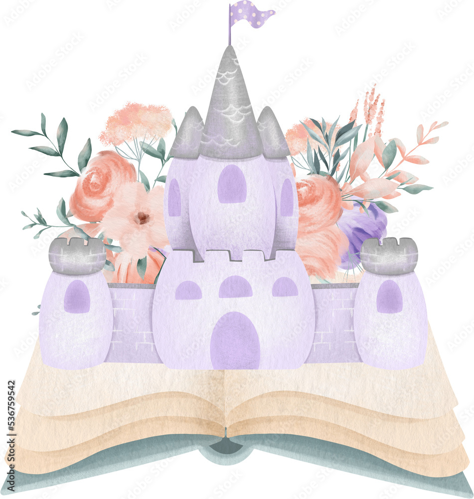 Watercolor fairy tale element of princess story - princess purple ...