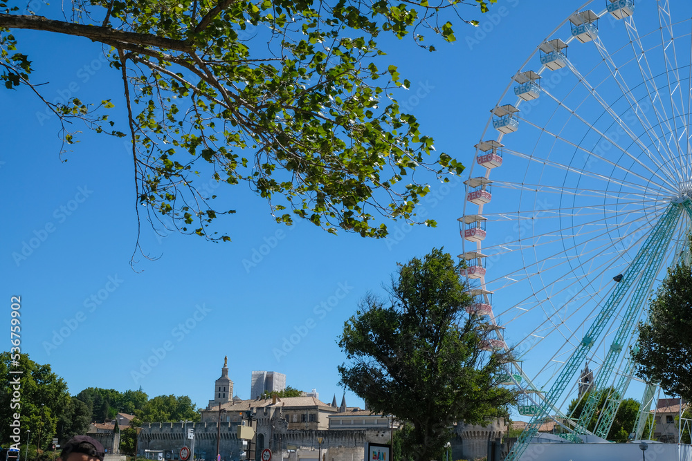 Avignon. Provence. France. August 20, 2022. Ferris wheel on the Old ...