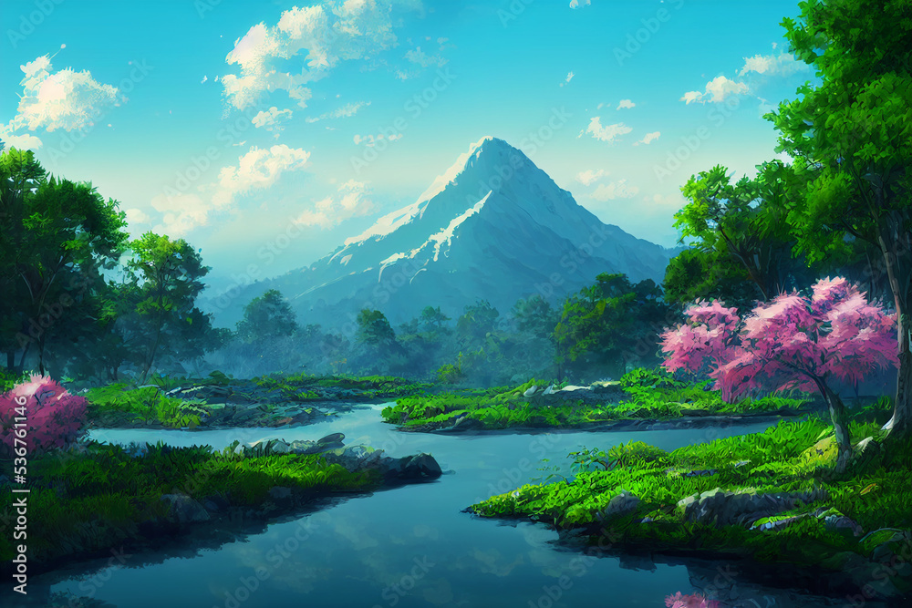 Anime Art Style Nature Environment Concept Art Illustration Background ...