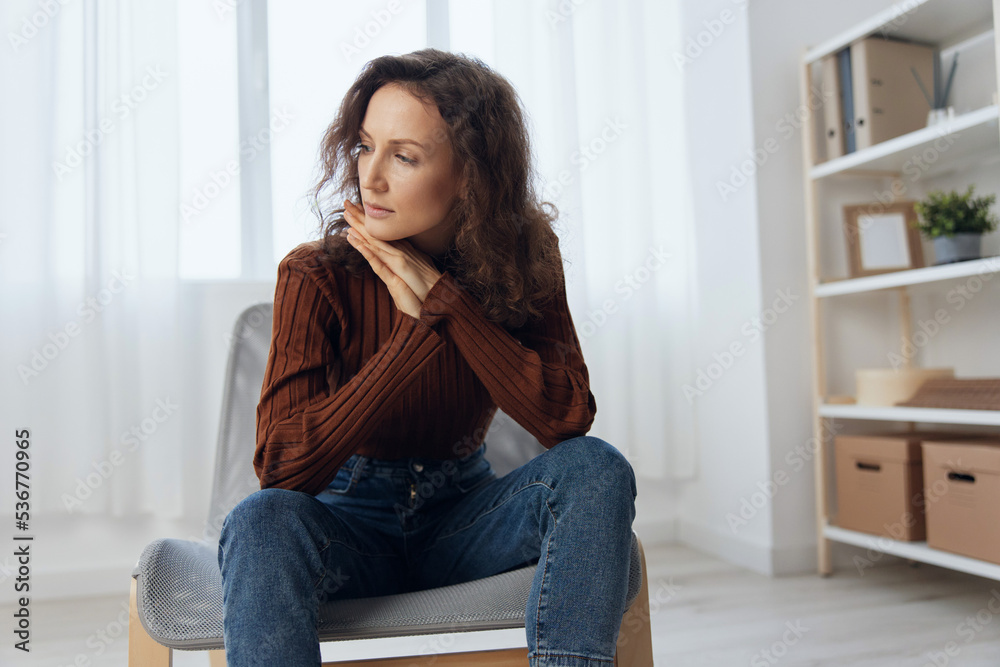 Heavy thoughts concept. Frustrated pensive thoughtful curly adorable ...