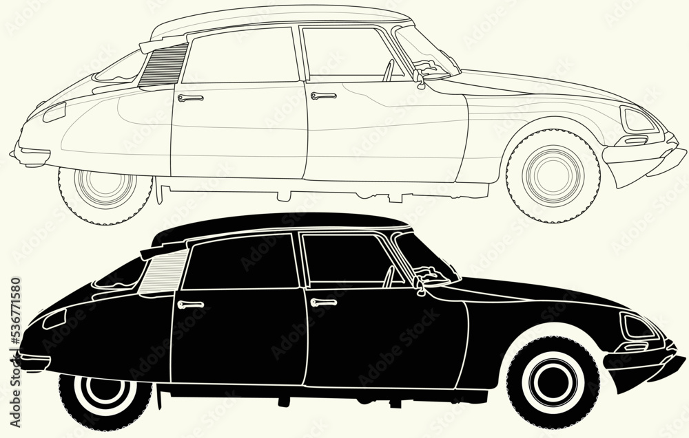 Vetor do Stock: Citroën DS,Vector classic car illustration coloring ...