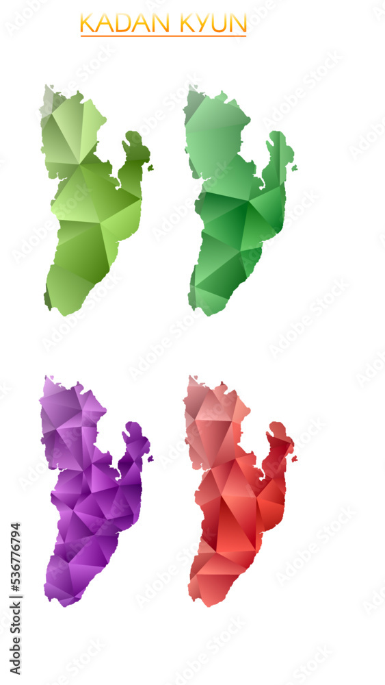 Set of vector polygonal maps of Kadan Kyun. Bright gradient map of ...