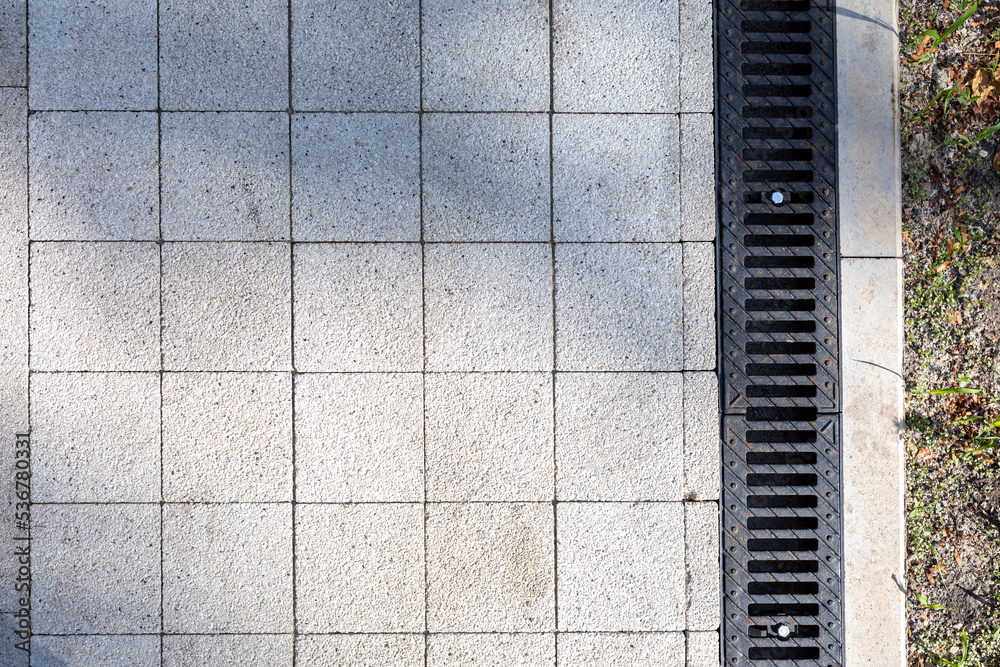 Iron grate of drainage system for storm water drainage from pedestrian ...