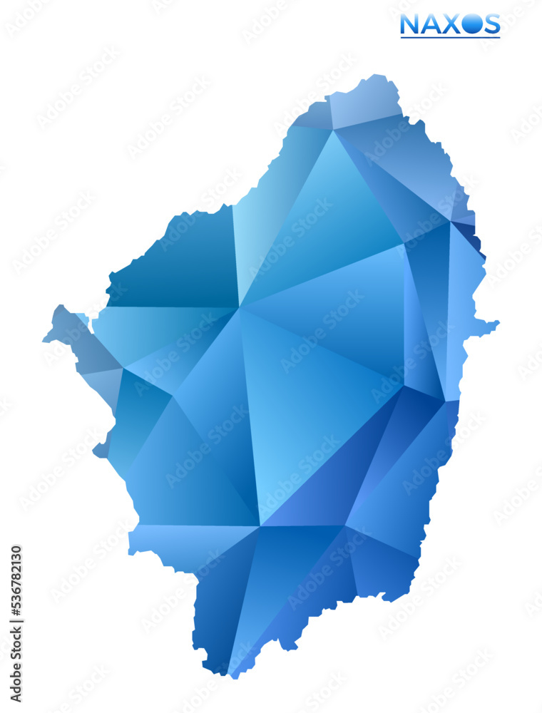 Vector polygonal Naxos map. Vibrant geometric island in low poly style ...