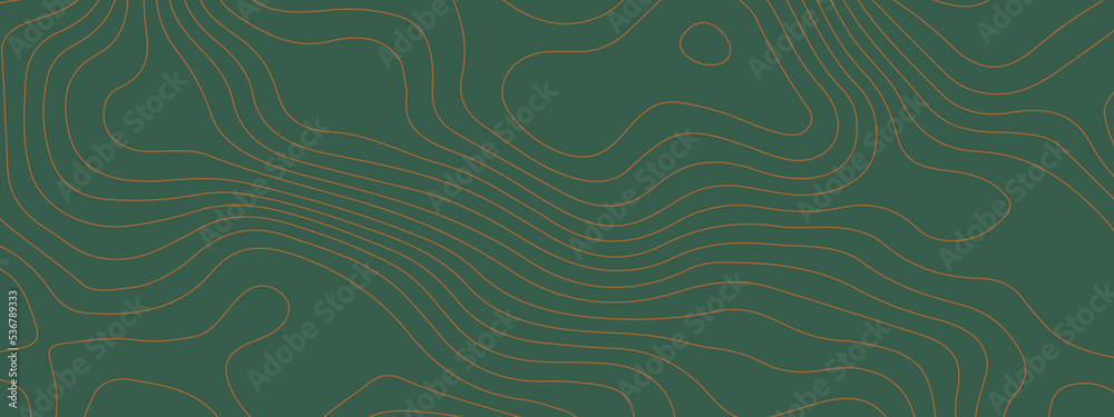 Soft green and orange wavy abstract topographic map contour, lines ...