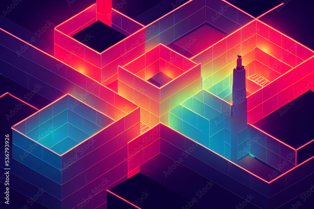 Neon Light Effect Concept Art Background Image Stock Illustration ...